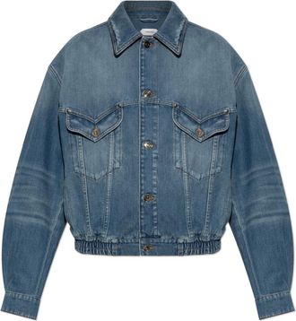 Versace Femme, Vestes, Bleu, Taille: 38 FR Blouson en denim