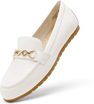 Dream Pairs Damen Loafer Mokassins Klassische Bequeme Slippers mit Dicker Sohle Niedrige Schuhe,Size 38.5,Weiss,DWUMSP2501