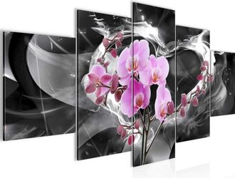 Runa Art Bild Wohnzimmer Schlafzimmer Blumen Orchidee 5 Teilig Abstrakt Grau Rosa Wandbilder auf Vlies Leinwand 203653c