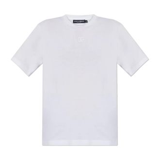 Dolce & Gabbana T-Shirt mit geradem Schnitt und DG-Stickerei - - Tops - Damen - Wei&szlig; - 2XS