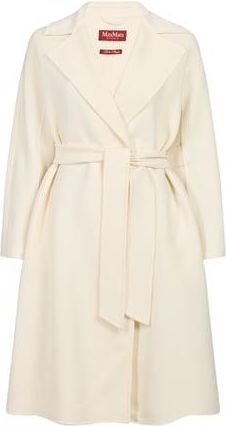 Max Mara Manteau long &agrave; ceinture en laine m&eacute;lang&eacute;e