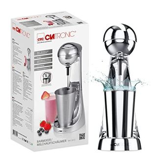 Clatronic Barmixer u. Milchaufschäumer | Smoothie Maker | 650ml Edelstahlbehälter | praktischer Becherhalter | Mixer | 2 Geschwindigkeitsstufen | kraftvoller 65