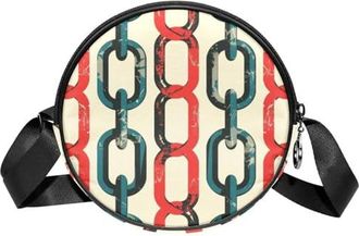 Generic Sac &agrave; bandouli&egrave;re rond pour femme, petit sac &agrave; bandouli&egrave;re vintage avec fermeture &eacute;clair, bretelles r&eacute;glables, sac &agrave; main rond d&eacute;contract&eacute; pour femmes