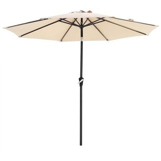 Songmics Parasol, Droit, Octogonal, Inclinable, avec Manivelle, Diam&egrave;tre 3m, Toile Polyester, Ext&eacute;rieur, Terrasse, Jardin, Balcon, Plage, Piscine, Beige