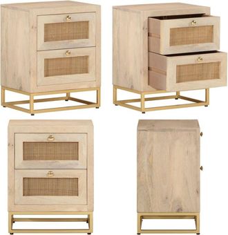 vidaXL Table de chevet 40x30x50 cm bois massif manguier et fer - Table De Chevet - Commode - Meuble De Chambre - Rangement - Bois Massif - Home & Living