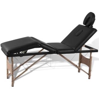 vidaXL Massageliege Klappbar 4-Zonen mit Holzgestell Schwarz - Vidaxl