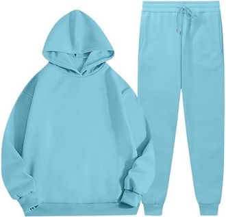 Generic Tenues daéroport pour femme, survêtements 2 pièces grande taille, confortables, chauds, ensembles dautomne Co Ord, couleur unie, pantalon long, costum