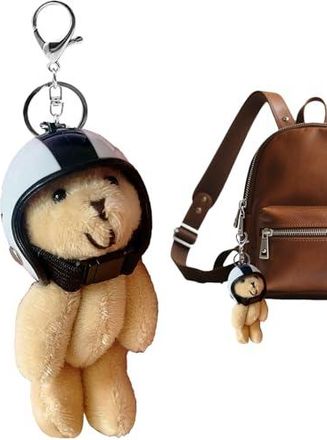 Generic Bear Charm for Purse - Porte-clés en forme dours en forme danimal avec casque - Chaîne de clé pour femme - Décoration de voyage ou de maison - Sac à d
