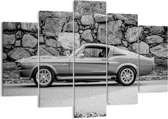 Arttor Mehrteilige Bilder auf Leinwand 150x100cm Leinwandbild Auto Ford Mustang Gro&szlig; XXL Wanddeko Bild Schlafzimmer Set 5 teilige Wandbilder Dekoration Wohnz
