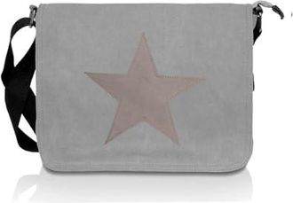 Glamexx24 Gloop Sac à main pour femme - Sac à bandoulière avec étoile cousue - Dimensions : 37 x 27 x 8 cm, Gris 23108a10