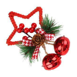 Garneck Weihnachtsglocke Anh&auml;nger aus Robustem Material mit Rotem Stern und Schleife Kompakte Gr&ouml;&szlig;e H&auml;ngende Weihnachtsbaumdeko f&uuml;r Fenster T&uuml;ren und B&auml;ume