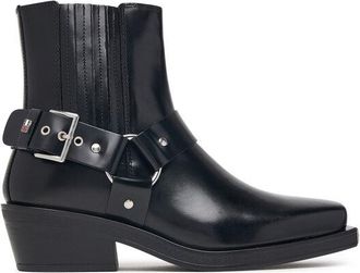 Tommy Jeans Stiefeletten Tjw Buckle Leather Cowboy Boots EN0EN03143 Schwarz