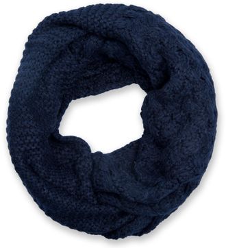 styleBREAKER Unisex Strick Loop Schal mit Mustermix, Uni Feinstrick Schlauchschal, Winter Strickschal 01018153, Farbe:Midnight-Blue/Dunkelblau