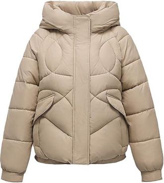 Generic Vestes matelassées à capuche pour femme, vestes dhiver pour femmes, col rabattu britannique, manteau dhiver confortable à capuche rembourré pour femme