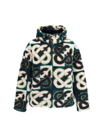 Casablanca Mens Hooded Fleece Jacket Monogram Multicolour