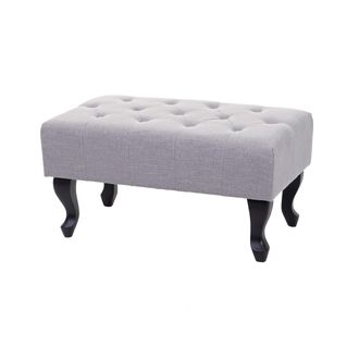 Mendler Ottomane Chesterfield, Sitzhocker Fu&szlig;ablage Hocker, wasserabweisend Stoff/Textil 39x77x47cm - grau