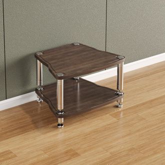 Generic Audio-Video-Regal HiFi Rack aus Holz & Stahl Audio-Komponenten, Offener CD-Player-Ständer HiFi Regal Eckschrank, für Heimkino Schlafzimmer Büro(Brown,