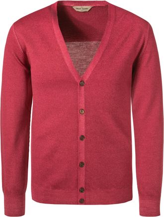 Gran Sasso Herren Cardigan rot unifarben