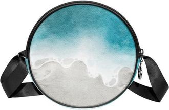 Generic Petit sac &agrave; bandouli&egrave;re rond pour femme, sac de plage avec fermeture &eacute;clair, bretelles r&eacute;glables, sac &agrave; main rond d&eacute;contract&eacute; pour femmes et filles