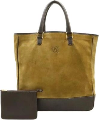 Loewe unisex, Pre-owned, Beige, Taille: ONE Size Sac fourre-tout en daim Pre-owned
