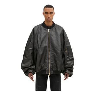 VETEMENTS Oversized Leder Bomberjacke - - Jackets - Herren - Schwarzk - M