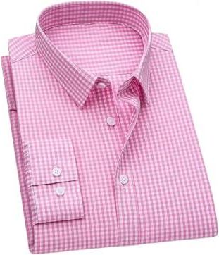 Generic Chemise &agrave; carreaux &agrave; manches longues pour homme, coupe ajust&eacute;e, d&eacute;contract&eacute;e, chemise unie &agrave; revers doux &agrave; rayures, Tz7713, XXL