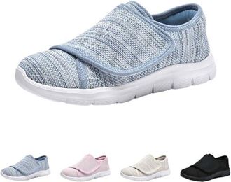 Generic Chaussures orthop&eacute;diques extra larges pour femme - Fermeture facile - R&eacute;glables - Chaussures de marche d&eacute;contract&eacute;es et l&eacute;g&egrave;res - Talon plat - Semelle