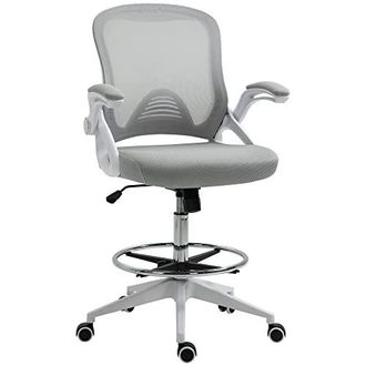 Vinsetto Fauteuil de Bureau Chaise de Bureau Assise Debout Hauteur réglable Repose-Pieds accoudoir Rabattable pivotant 360° Maille Respirante dim. 64L x 60l x 