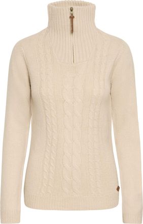 Oxmo OXCarry Damen Strickpullover Troyer Grobstrick Pullover mit Troyerkragen Rippbündchen Label-Details Regular fit, Größe:XXL, Farbe:Cement Melange (1407