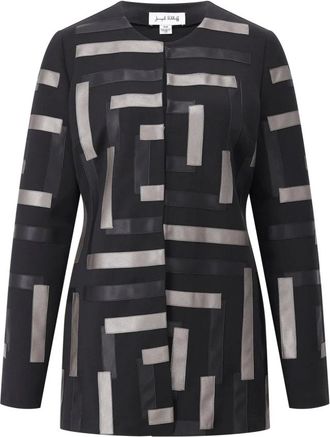 Joseph Ribkoff Femme, Vestes, Noir, Taille: 46 FR Veste Légère avec Design Patch Géométrique