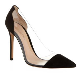 Gianvito Rossi Black Suede Plexi Pumps 105 Size 37