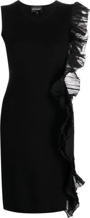 Emporio Armani Femme, Robes, Noir, Taille: 40 FR Abito Midi Ruches