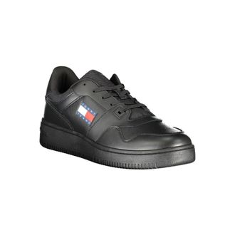 Tommy Hilfiger Logo-Embellished Leather Sneaker - Black
