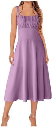 Generic 2026 Robe amincissante r&eacute;tro pour femme Couleur unie, violet, XXL