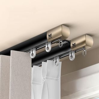 Generic 2-läufige Gardinenschiene Einfach Zu Installierende,aus Aluminium Vorhangschienen,für Decke oder Wand,für Vorhänge Fenster Balkon Büros Hotels Klinike