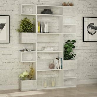 Dmora Dmor Bücherregal Nephele 120x20x171 cm Weiß, 7 Regale