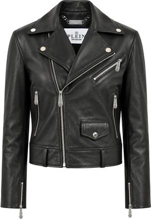 Philipp Plein Oversize Biker Jacket - - Jackets - Damen - Schwarzk - XS