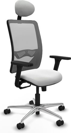 Piqueras y Crespo B&uuml;rostuhl Zulema mit 3D-Armen, h&ouml;henverstellbare Lendenwirbelst&uuml;tze und festes Kopfteil, ausgestattet mit 3 Positionen und Schneidschaum, Grau/Wei&szlig;