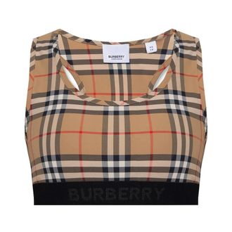 Burberry Vintage Check-bedruckter Sport-BH - - Sport - Damen - Beige - XS