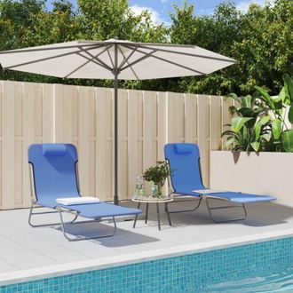 vidaXL Vidaxl - Chaises longues pliables lot de 2 bleu textil&egrave;ne et acier