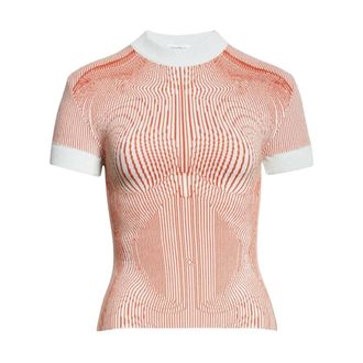 Jean Paul Gaultier Kurzarm Rippenstrickpullover - - Knitwear - Damen - Orange - S