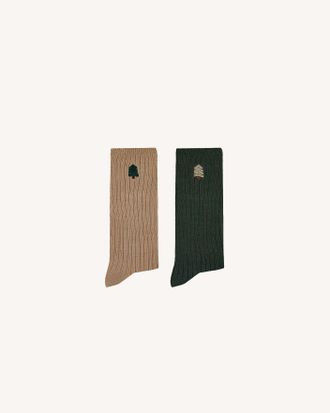 Faguo Lot de chaussettes vert et taupe