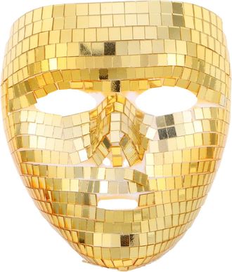 Cabilock Disco Spiegel Maske Damen Glitzer Vollgesichts-Maske für Halloween Karneval Bühnenauftritte Geburtstag Party Dekoration Gold