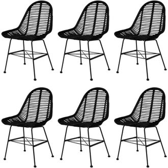 vidaXL Vidaxl - Chaises &agrave; manger lot de 6 noir rotin naturel
