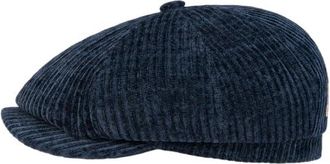 Stetson Casquette Hatteras Corduroy Jersey Homme - Made in The EU Type Gavroche avec Visiere, Doublure Hiver Automne-Hiver - M (56-57 cm) Bleu Fonce