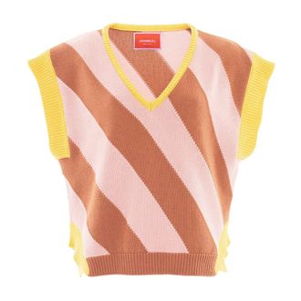 La DoubleJ Argyle Gilet Pullover - - Knitwear - Damen - Rosa - L