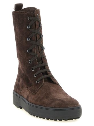 Tod's Suede Lace-Up Boot - Brown