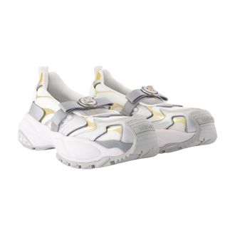 Versace Womens Colorblock Synthetic Mary Jane Flat White