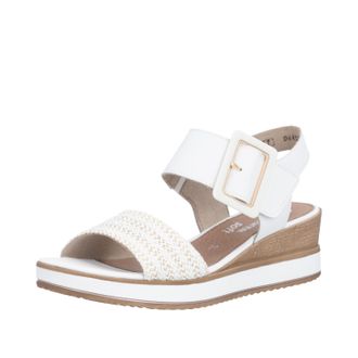 Remonte Sandalette REMONTE ELLE-Collection, Damen, Gr. 45, wei&szlig;, goldfarben, Leder, Textil, Flechtoptik, Schuhe Sandalette, Sommerschuh, Sandale, Bequemschuh 