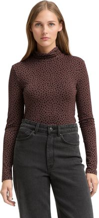 Tom Tailor Damen 1043068 Longsleeve T-Shirt, 38420-Brown Black Dotted Print, XXL